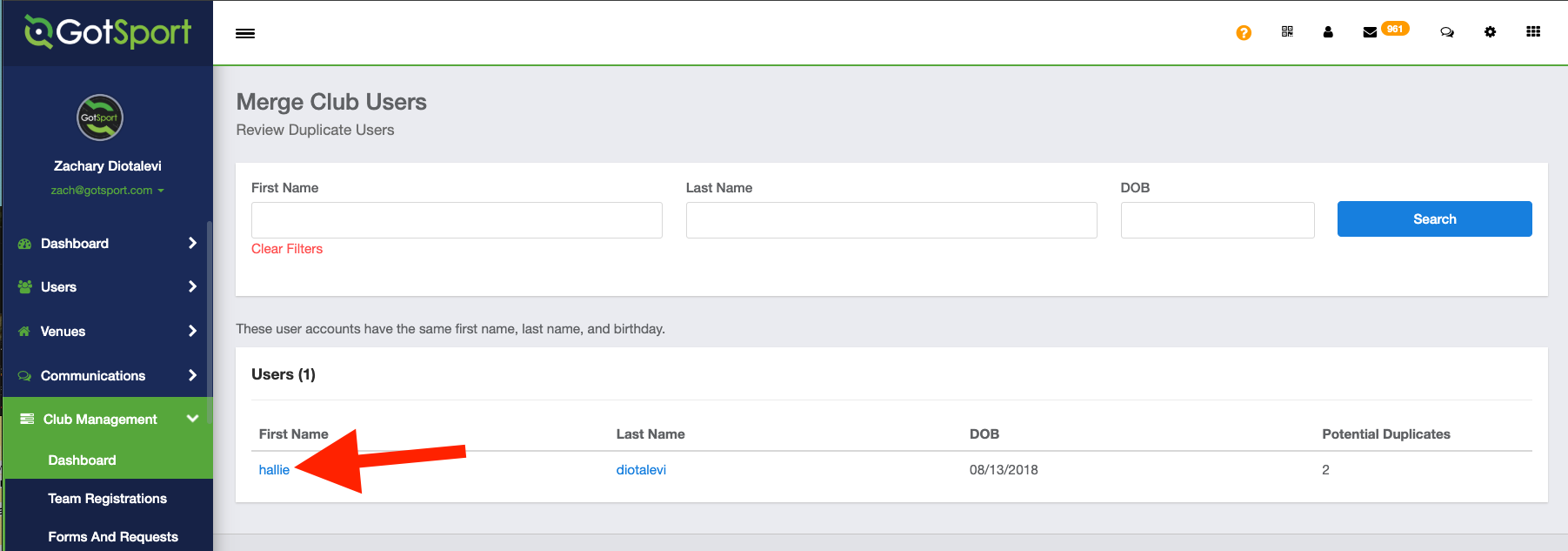 US Club Soccer: As a Club Admin - How To Merge Accounts