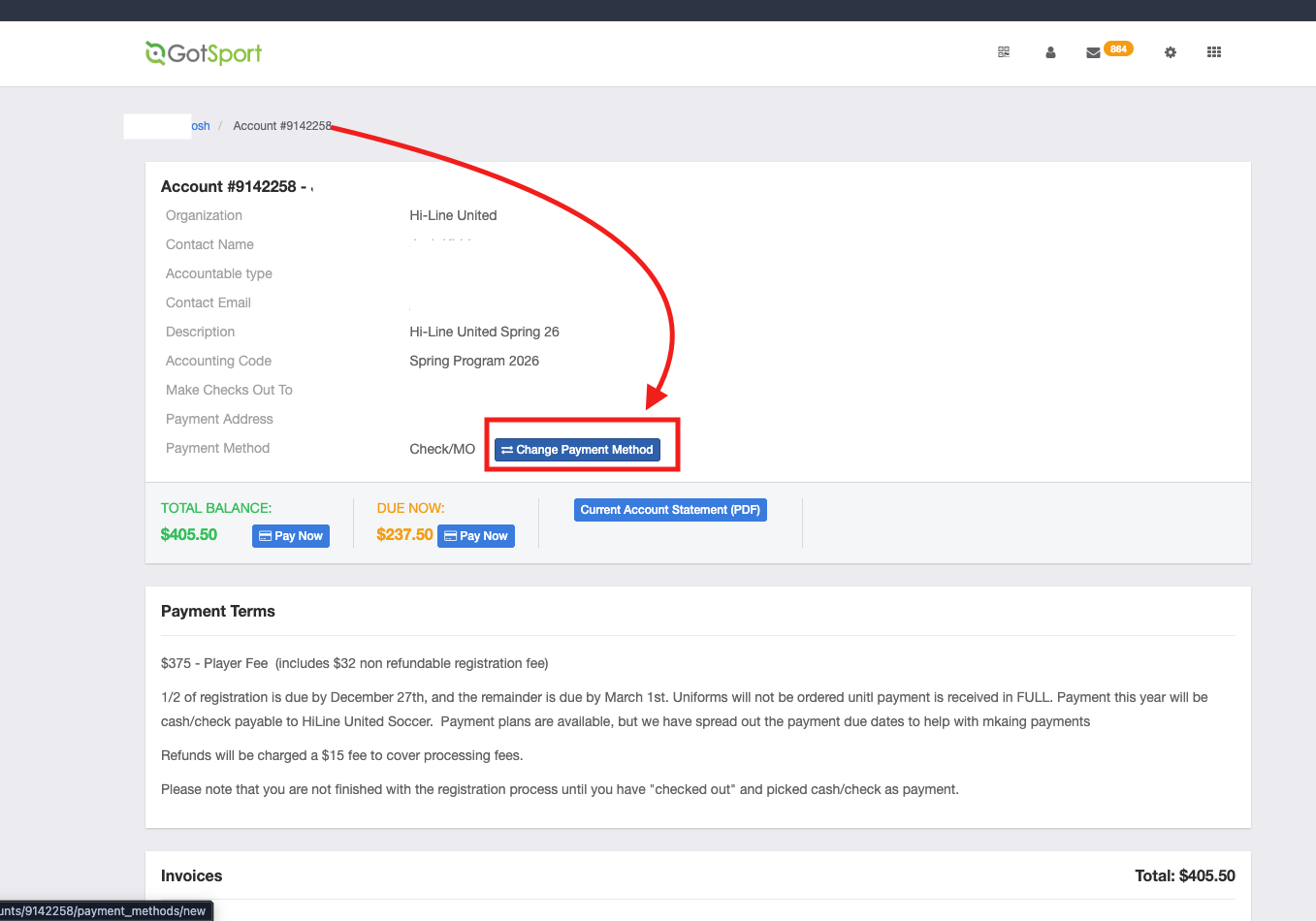 How to Change/Update a Payment Method from a Parent or Player Account