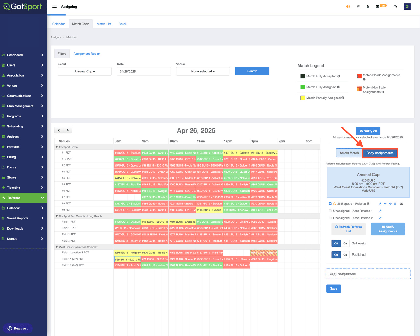 Assignors - How to Copy Crew Assignments Using the Match Chart