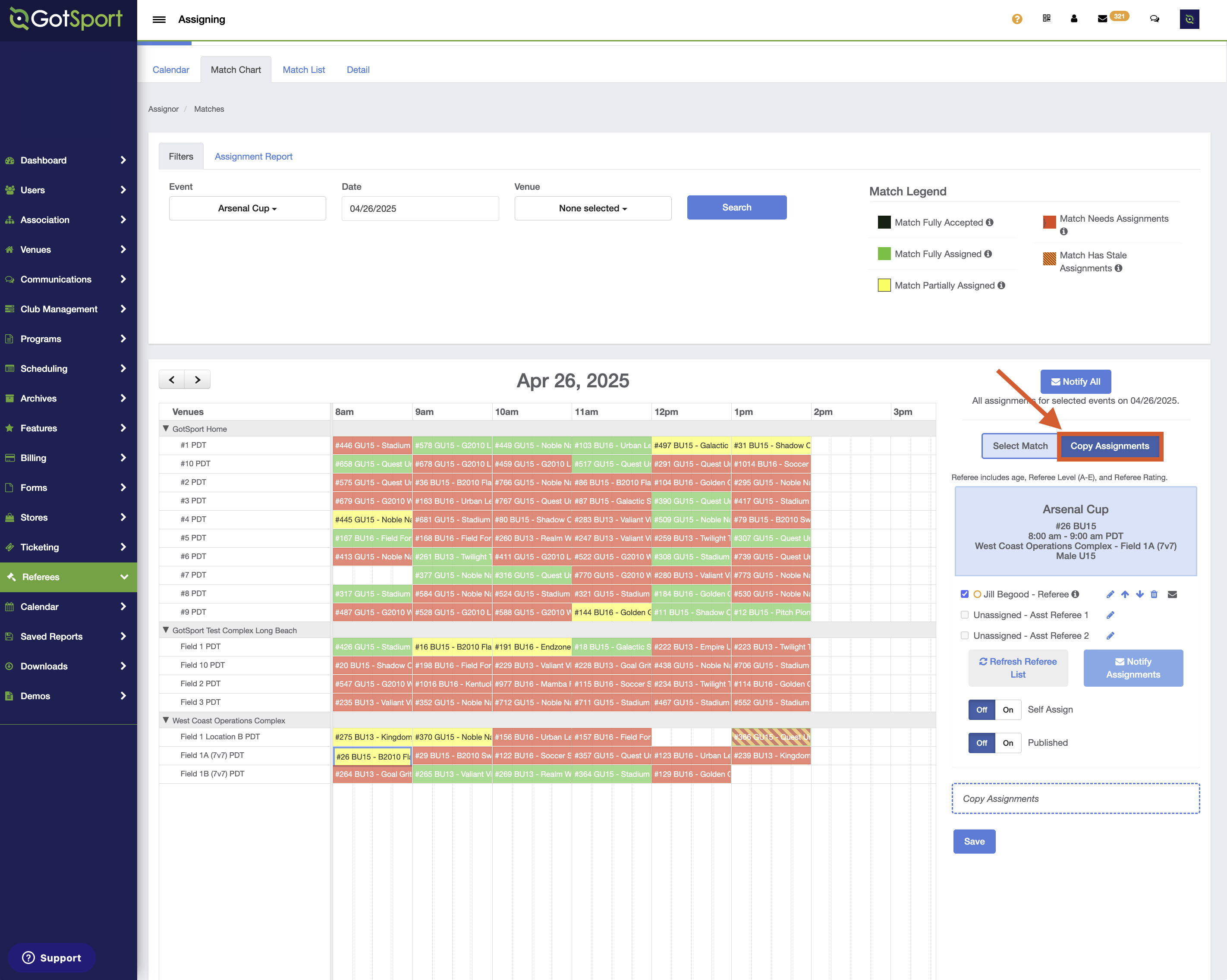 Assignors - How to Copy Crew Assignments Using the Match Chart