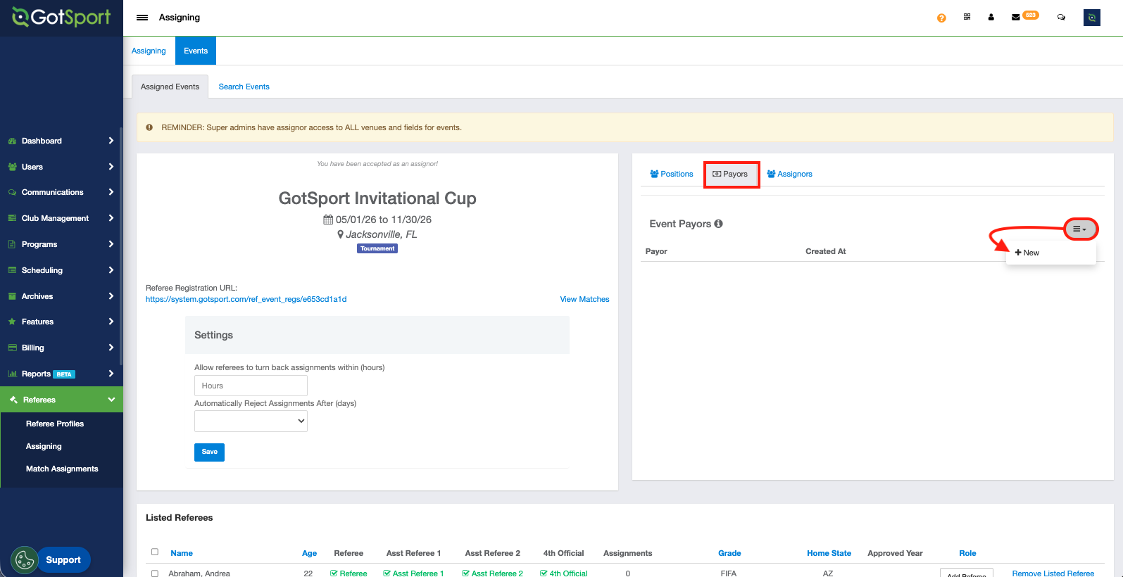 Assignor & Assigning Organization - How to Set a Payor for an Event and ...